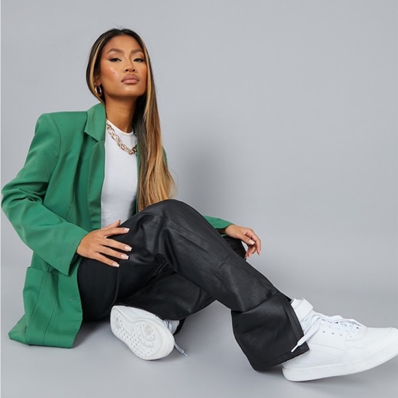 PrettyLittleThing | Jackets & Coats | Plt Forest Green Shoulder Pad ...